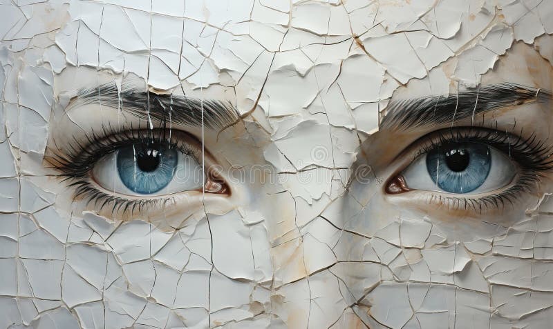 Image of a Woman S Face with Cracked Texture. Stock Photo - Image of ...