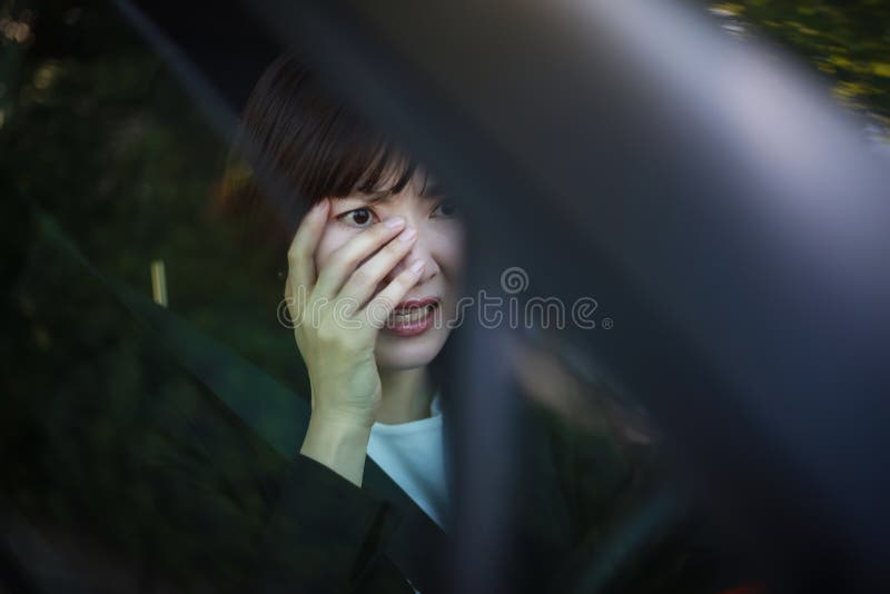 A Woman with a Surprised Expression while Driving Stock Image - Image ...