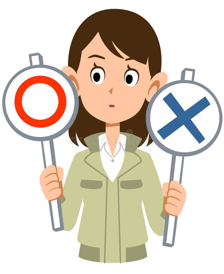 A Woman in Work Clothes Thinking Right and Wrong Stock Vector ...