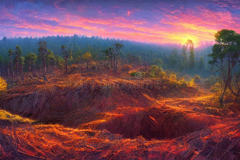 Image of the Wood or Expansion Deforestation Landscape Scene at Golden ...