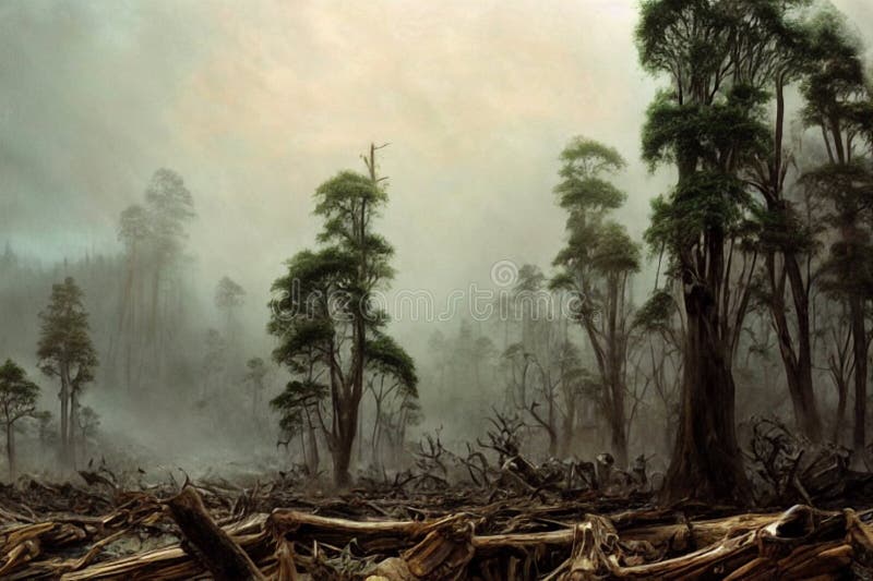 Image of the Wood or Expansion Deforestation Landscape Scene at Golden ...