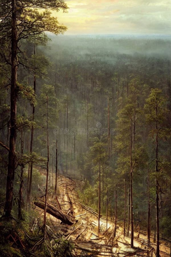 Image of the Wood or Expansion Deforestation Landscape Scene at Golden ...