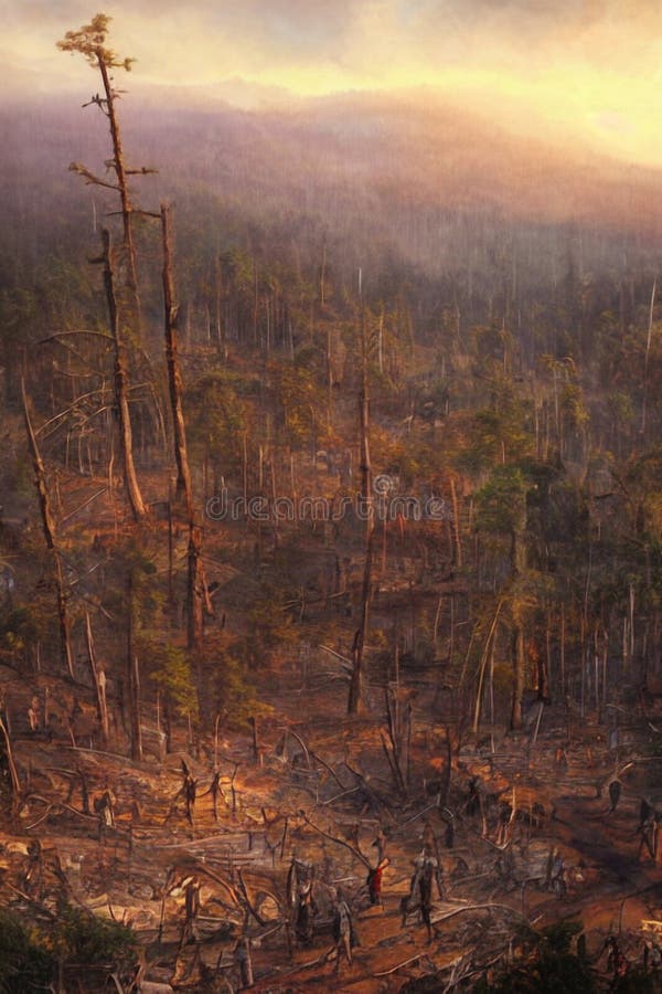 Image of the Wood or Expansion Deforestation Landscape Scene at Golden ...