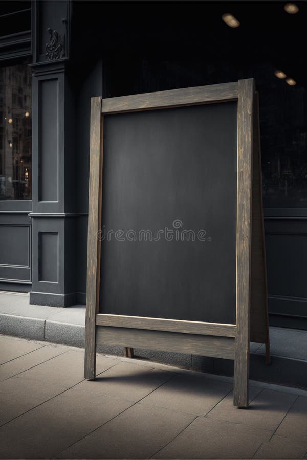 Image of Wooden Chalkboard Outside Store with Copy Space, Created Using ...