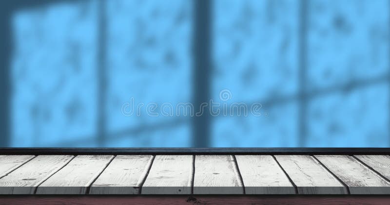 Image of Wooden Platform and Blue Window Shadow and Rain Drops Stock ...
