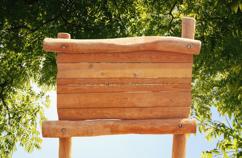 Image of Wooden Sign in Front of Trees at the Forest. Stock Image ...