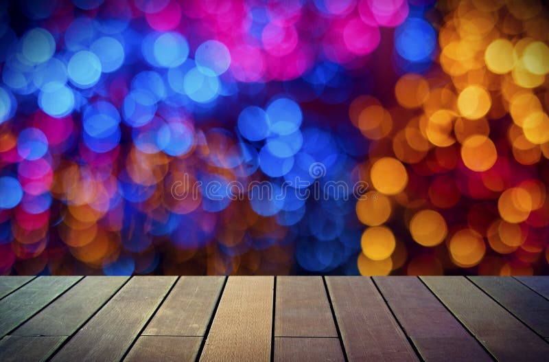 Image of Wooden Table in Front of Abstract Blurred Background Stock ...