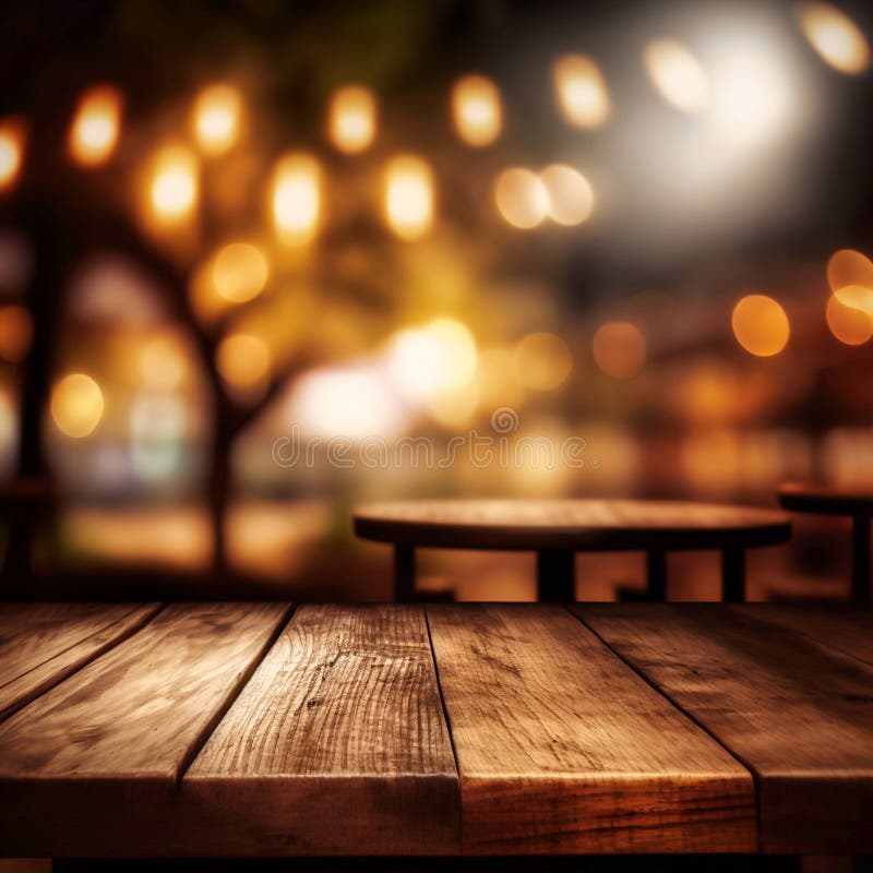 Image of a Wooden Table in Front of an Abstract Blurred Background ...