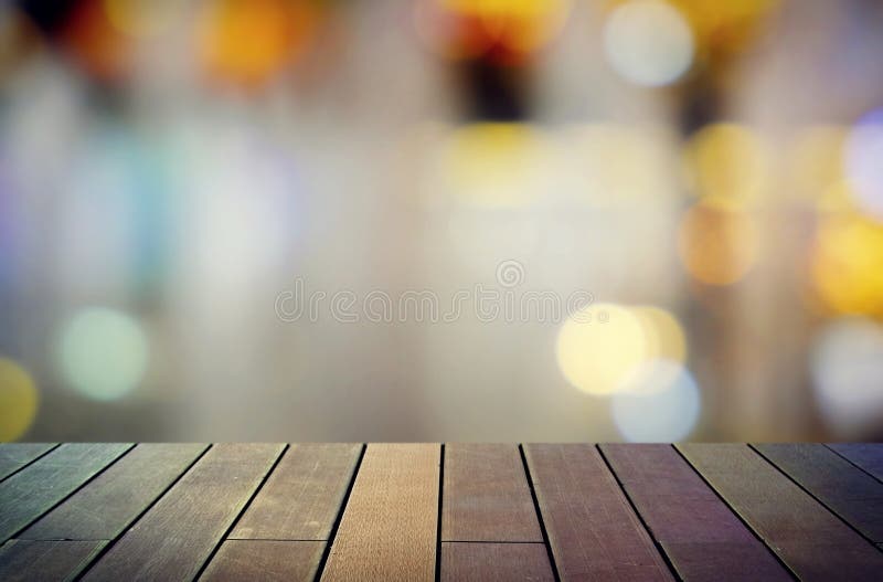 Image of Wooden Table in Front of Abstract Blurred Background Stock ...