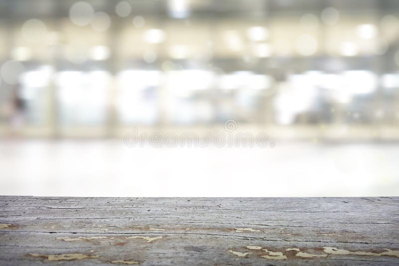 Image of Wooden Table in Front of Abstract Blurs Background Stock Photo ...