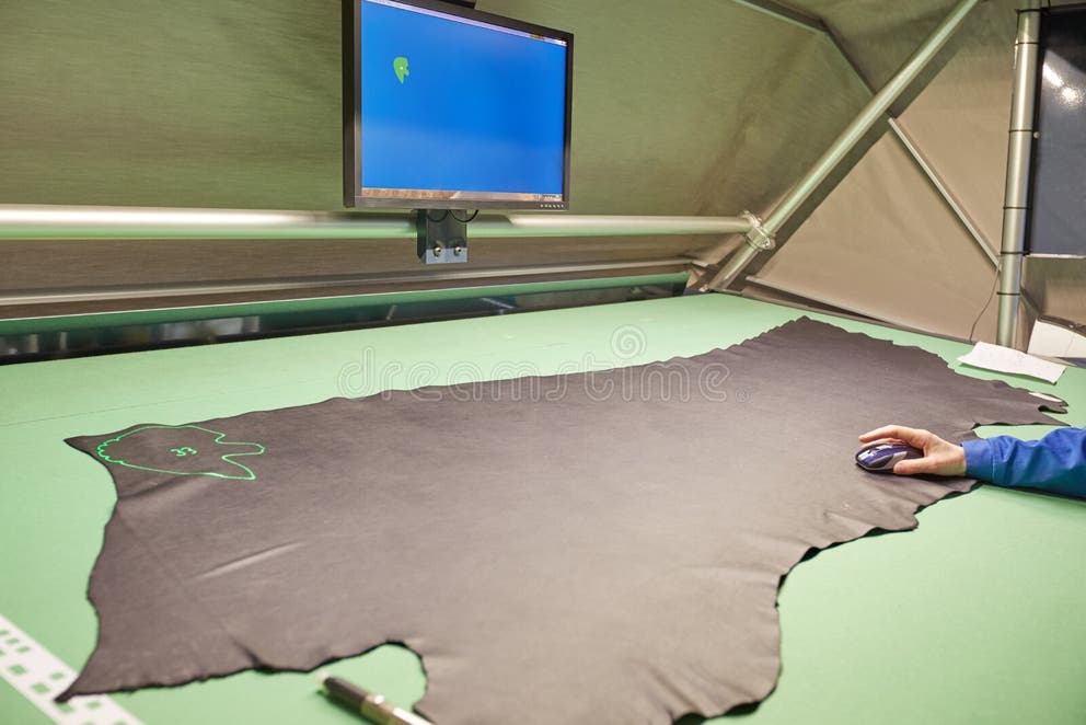 Image of Worker Placing Templet Using Laser Beam Stock Photo - Image of ...