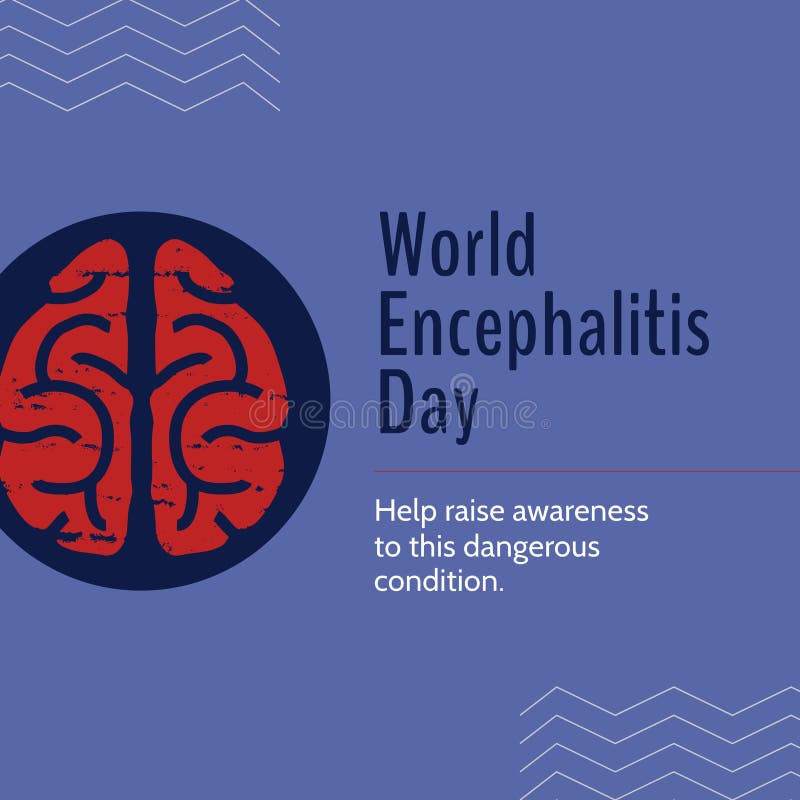 Image of World Encephalitis Day and Brain on Blue Background Stock ...
