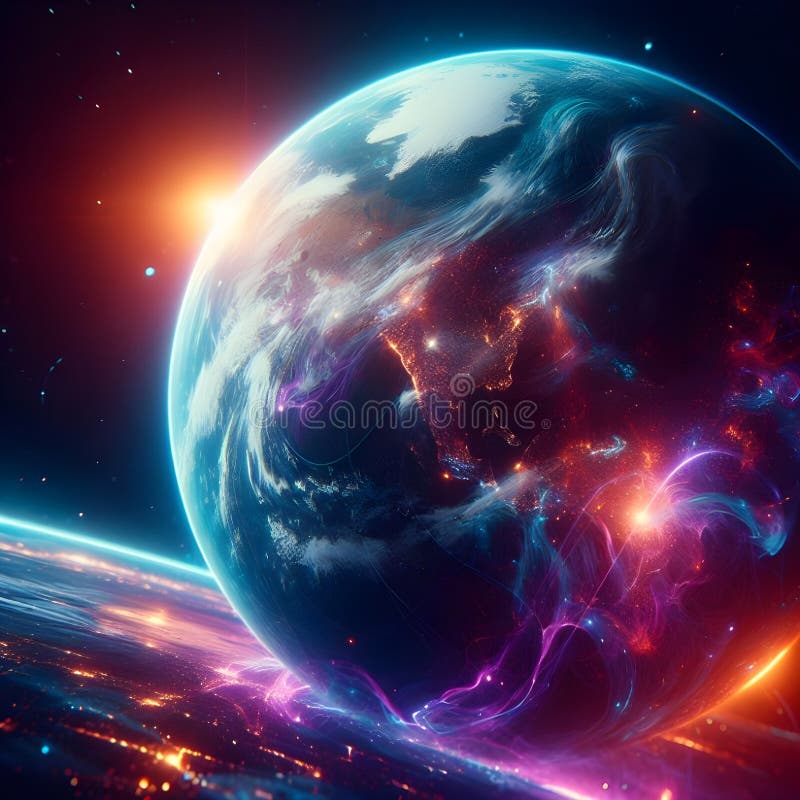 Image of the World with an Image of Space in the Background. in the ...