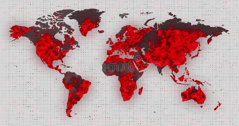 Image of the World Map and Countries Turning Red through Circles in a ...