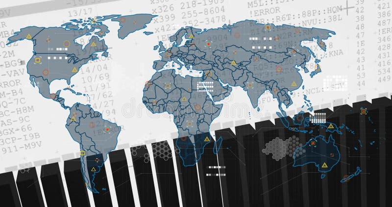 Image of World Map and Digital Data Processing Over Statistics Stock ...