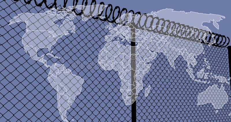 Image of World Map Over Fence Stock Photo - Image of fence, tech: 310900200