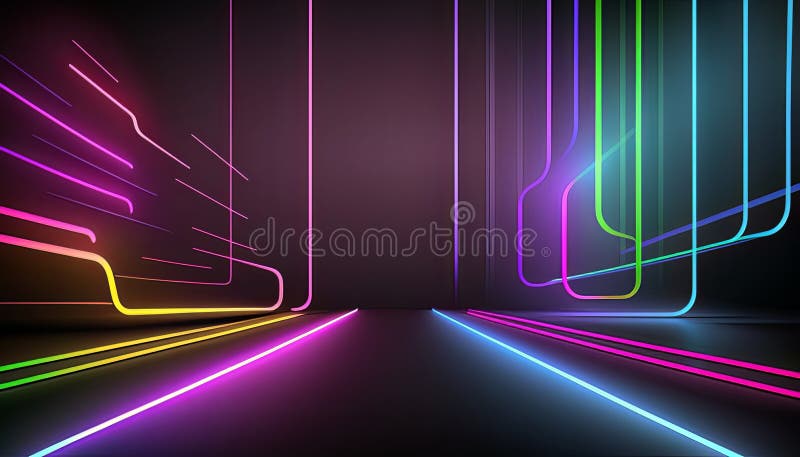 Abstract Neon Way Background. Generative AI Stock Illustration ...