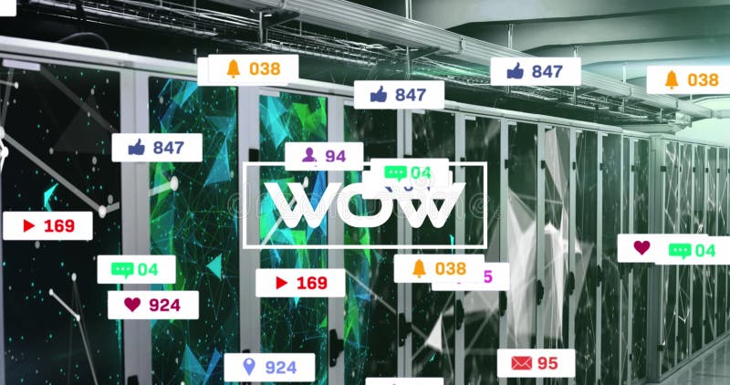 Image of Wow Text and Numbers Growing Over Server Room Stock ...