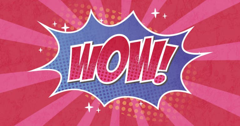 Image of Wow Text Over Pink Stripes Stock Illustration - Illustration ...