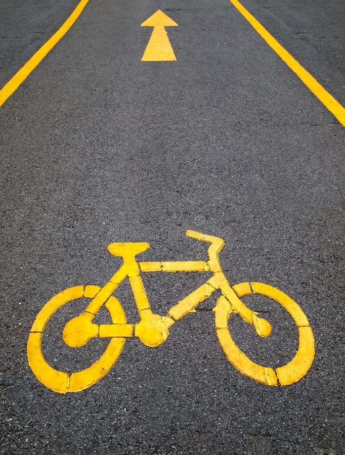 Image with Yellow Arrows and Bicycle Stock Photo - Image of lane ...