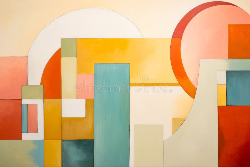 Image of Yellow and Blue Abstract Design with White Circle. Generative ...