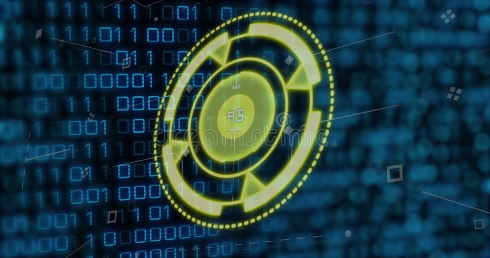 Image of Yellow Circle with Numbers Over Binary Code Stock Illustration ...