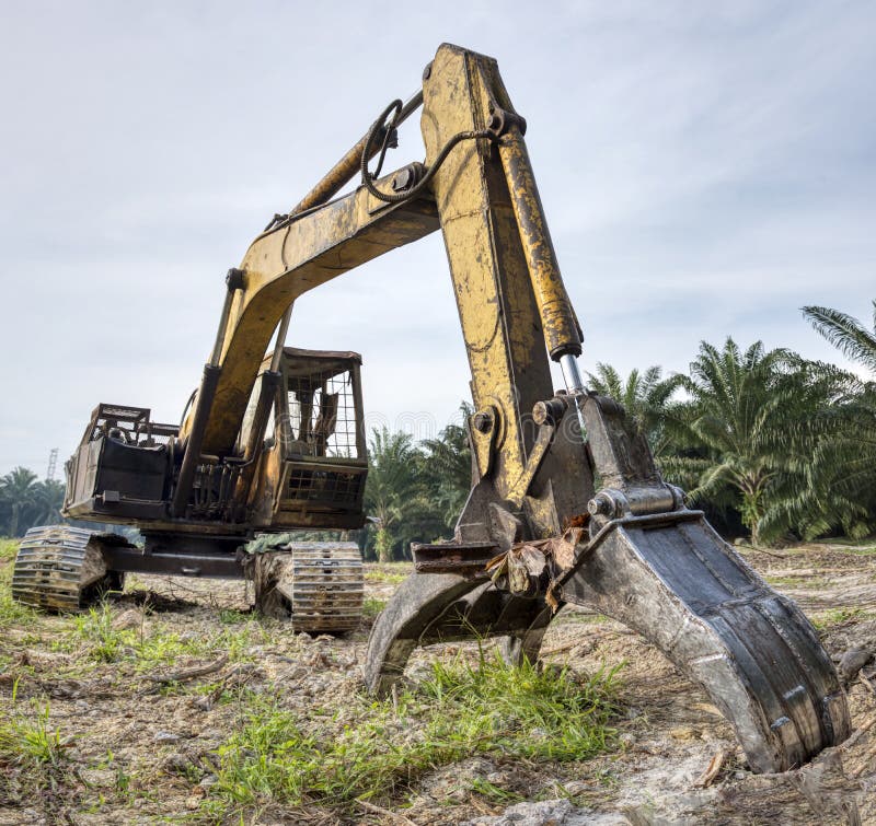 Yellow Colored Hydraulic Excavator Machine. Stock Photo - Image of ...