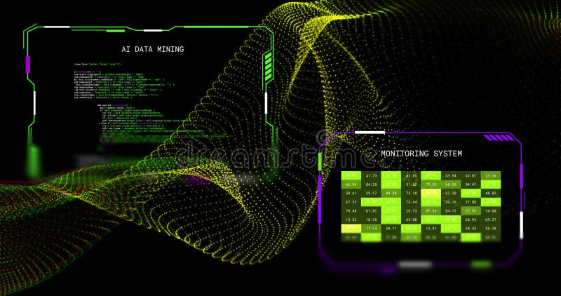 Image of Yellow 3d Network and Interfaces Ai Data Mining and Monitoring ...