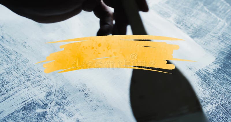 Image of Yellow Paint Smudge with Copy Space Over Hand with Paint ...