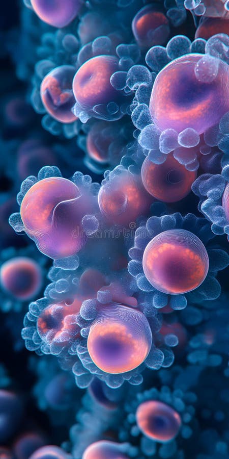 Microscopic View of Colorful Spherical Cells Stock Illustration ...