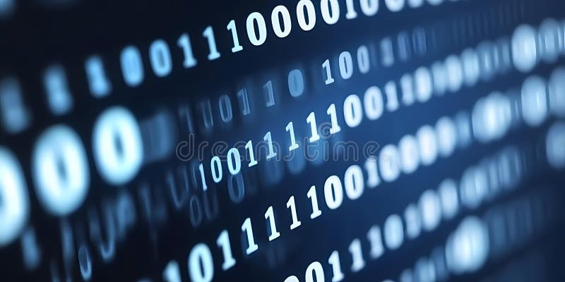 Close-up of Illuminated Binary Code Display Stock Illustration ...