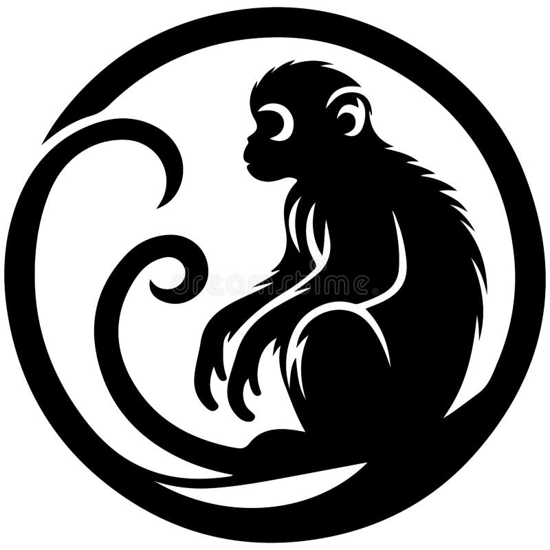 The Journey of Monkeys in Silhouette Art. Stock Illustration ...