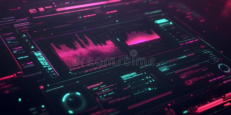 Futuristic Digital Interface with Vibrant Elements Stock Illustration ...