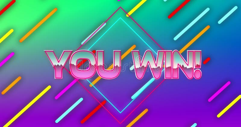 Image of You Win Text Banner Against Light Trails in Seamless Pattern ...