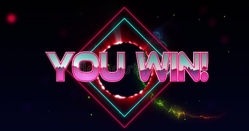 Image of You Win Text Banner Over Colorful Light Trails and Light Spots ...