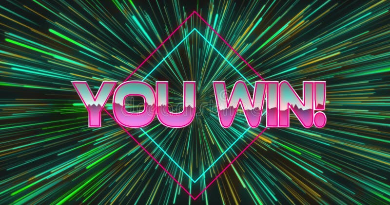 Image of You Win Text Banner Over Green Light Trails in Seamless ...