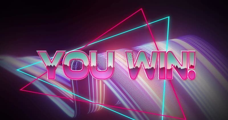 Image of You Win Text and Light Trails Over Black Background Stock ...