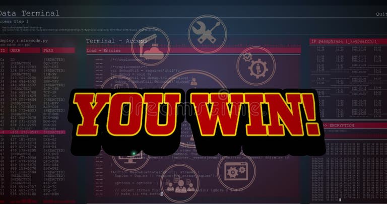 Image of You Win Text Over Data Processing on Dark Background Stock ...