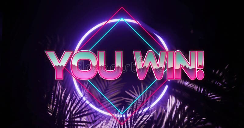 Image of You Win Text Over Neon Pattern Background Stock Illustration ...