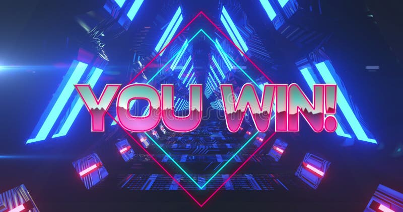 Image of You Win Text Over Neon Tunnel Stock Illustration ...