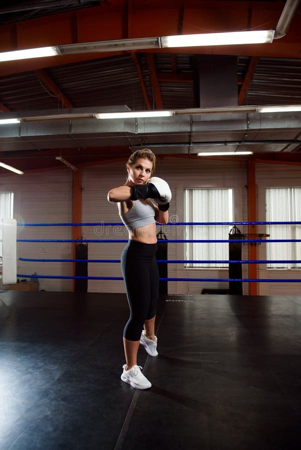 Image of a Young Athletic Woman in Boxing Gloves. Stock Photo - Image ...