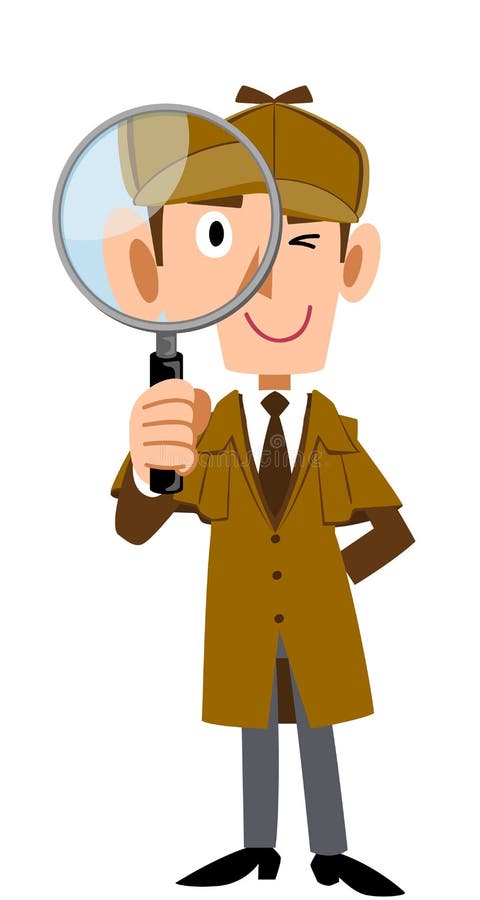Detective Has a Magnifying Glass Stock Vector - Illustration of ...