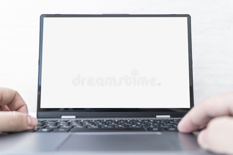 Image of Young Man Working in Front of the Laptop Looking at Screen ...