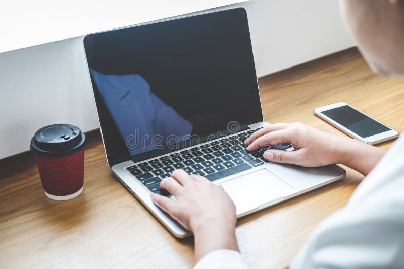 Image of Young Woman Working in Front of the Laptop Looking at Screen ...