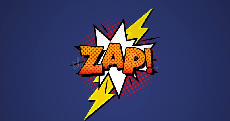 Image of Zap Text Over Abstract Pattern and Lightning Icon Against Blue ...