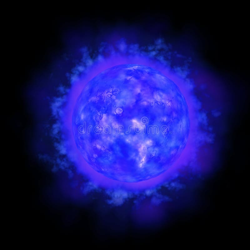 Imagem 3d Do Sol Azul Isolada No Fundo Preto Ilustração Stock ...