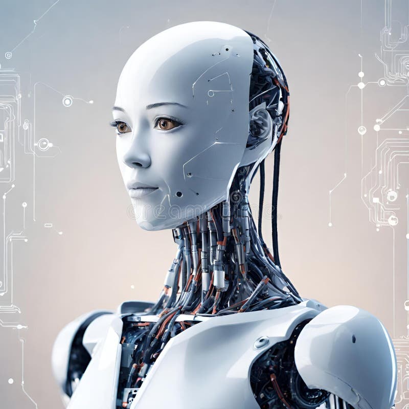 Artificial Intelligence Technology Robot, Modern Robots of the Future Stock Illustration ...