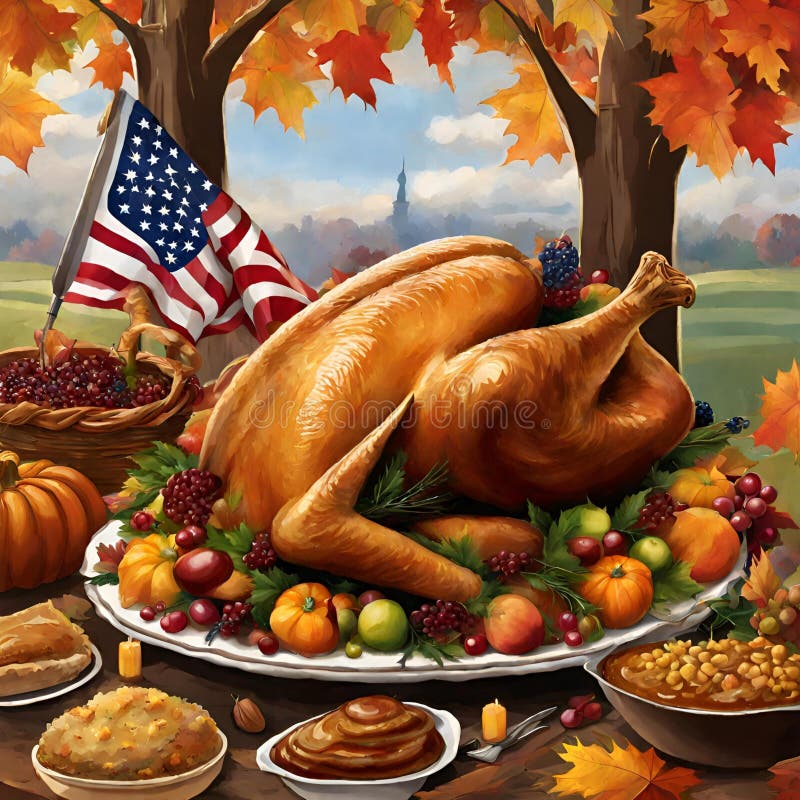 Thanksgiving Week, Turkey, Baskets of Food, Pumpkins, Harvest Table ...