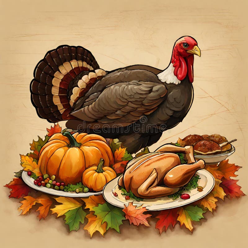 Thanksgiving Week, Turkey, Baskets of Food, Pumpkins, Harvest Table ...