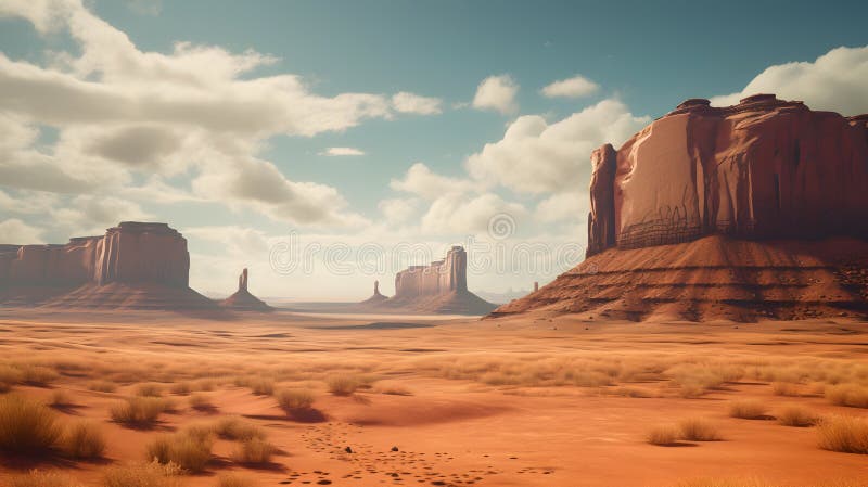 Imagem Renderizada Do Monumento Valley Arizona 3d Ilustração Stock ...